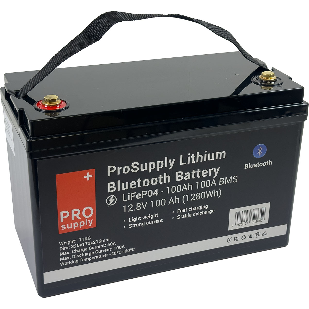 ProSupply Lithium 12V BT LiFePO4 Batteri 100Ah BMS 100A - Seatronic
