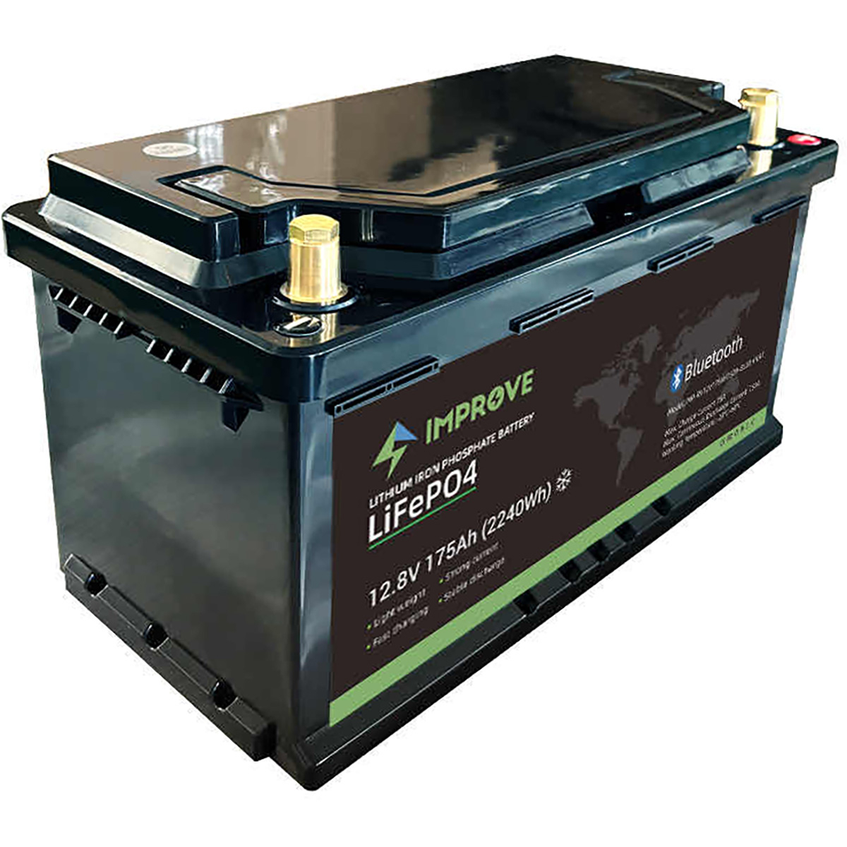 Improve Lithium Heat 12V 175Ah LiFePO4-batteri, 150A BMS - - Seatronic