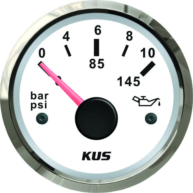 KUS Instruments NMEA2000 oljetrykksmåler Ø52mm (hvit/rustfri) - Seatronic