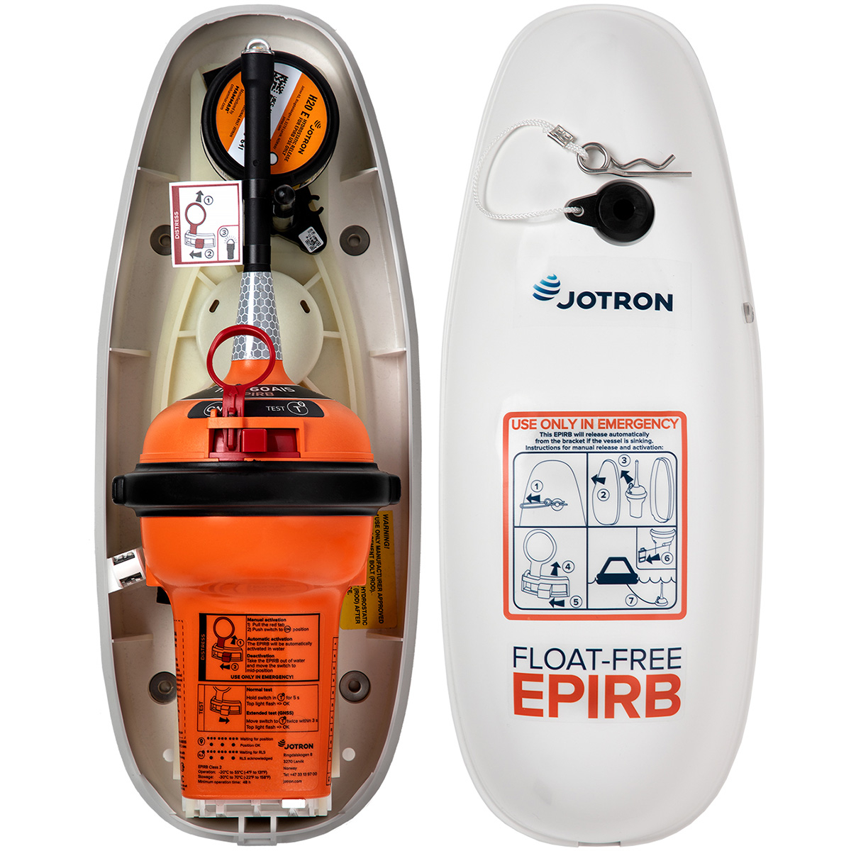 Jotron Tron 60AIS Float-Free EPIRB nødpeilesender med GPS og AIS, friflyt-brakett - Seatronic