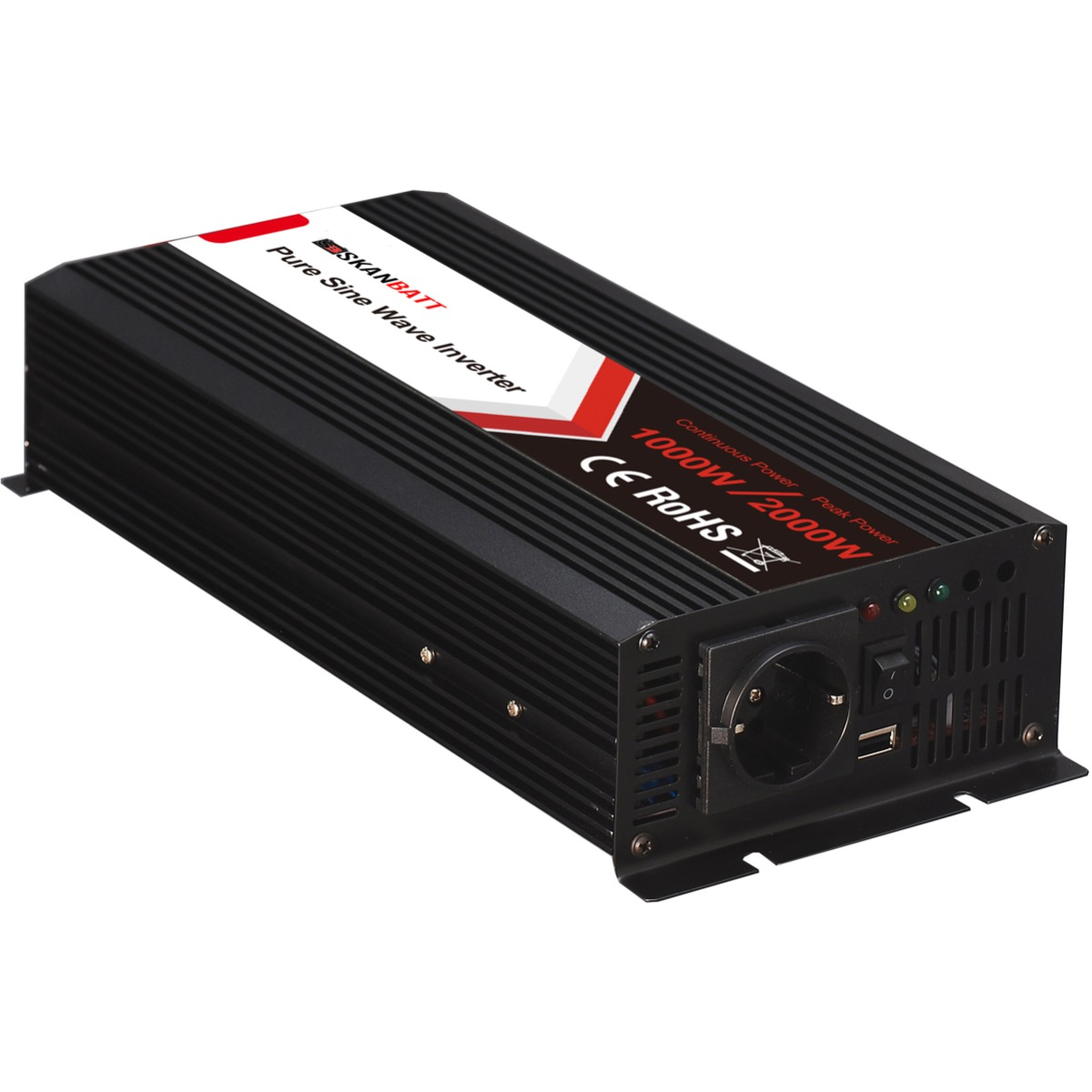 Skanbatt SBP1000-24 1000W ren sinus-inverter med trådløs fjernkontroll ...