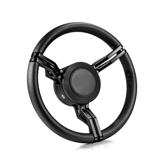 Isotta Fanete ratt, skinn, svart alu, Ø35cm - Seatronic