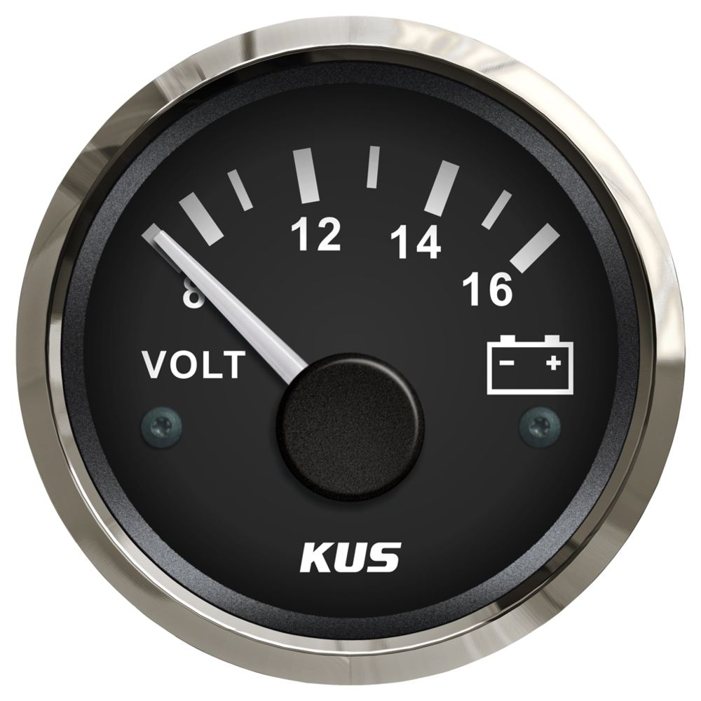 KUS Instruments analogt voltmeter Ø52mm (sort/rustfri) - Seatronic